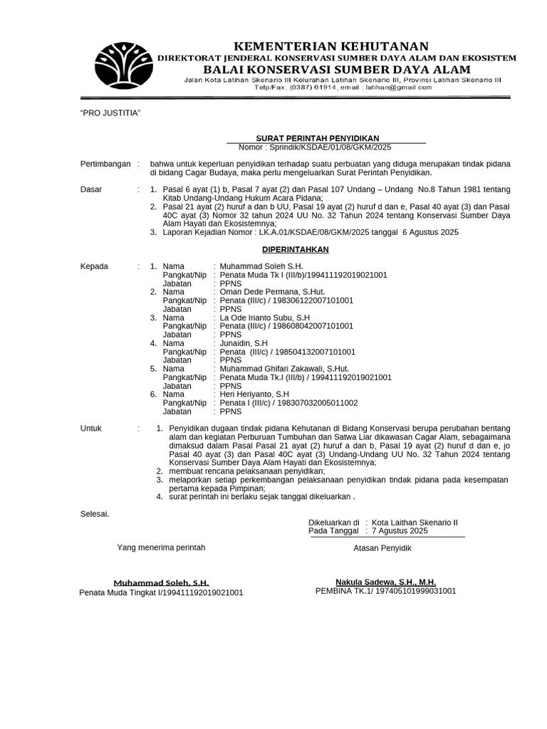 Surat Perintah Penyidikan Kelompok III Skenario III | PDF