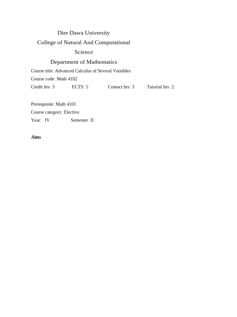 Advanced Calculus for Multiple Variables | PDF | Function (Mathematics ...