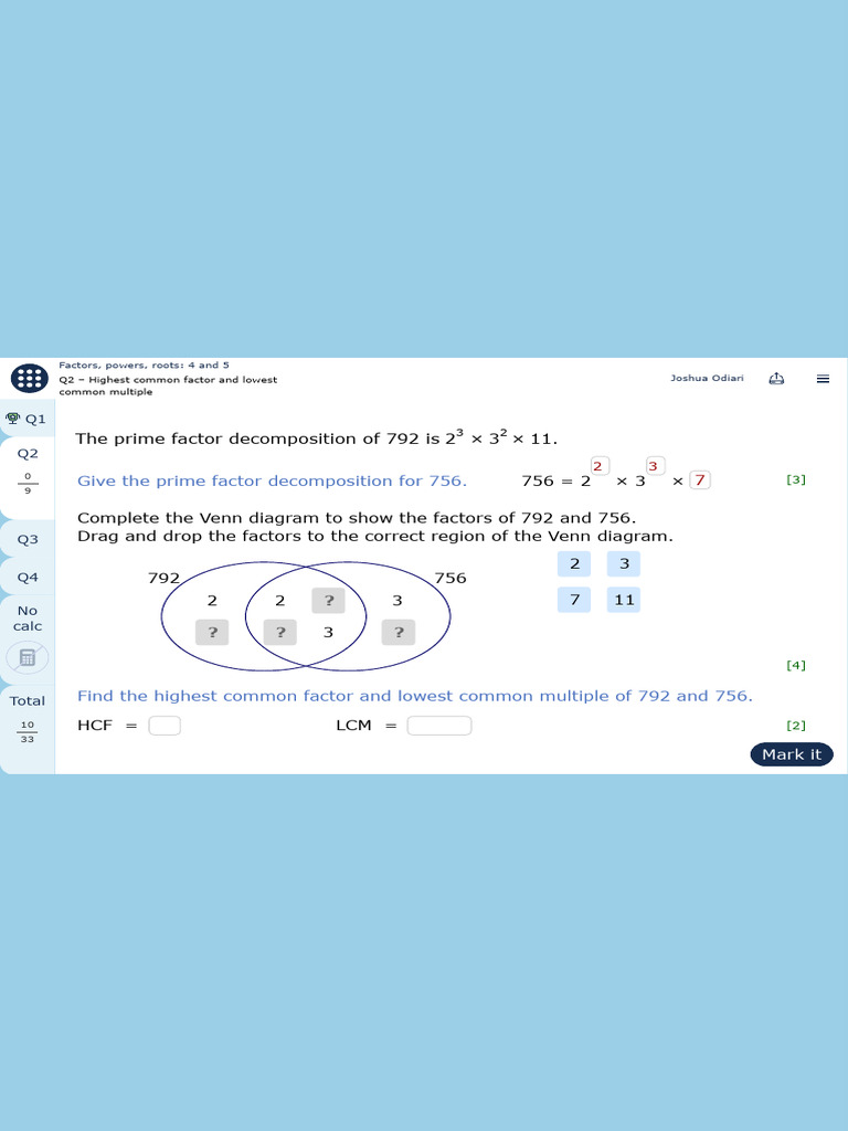 MyMaths Worksheet - Assessment Factors Powers Roots Worksheet 4 and 5 | PDF