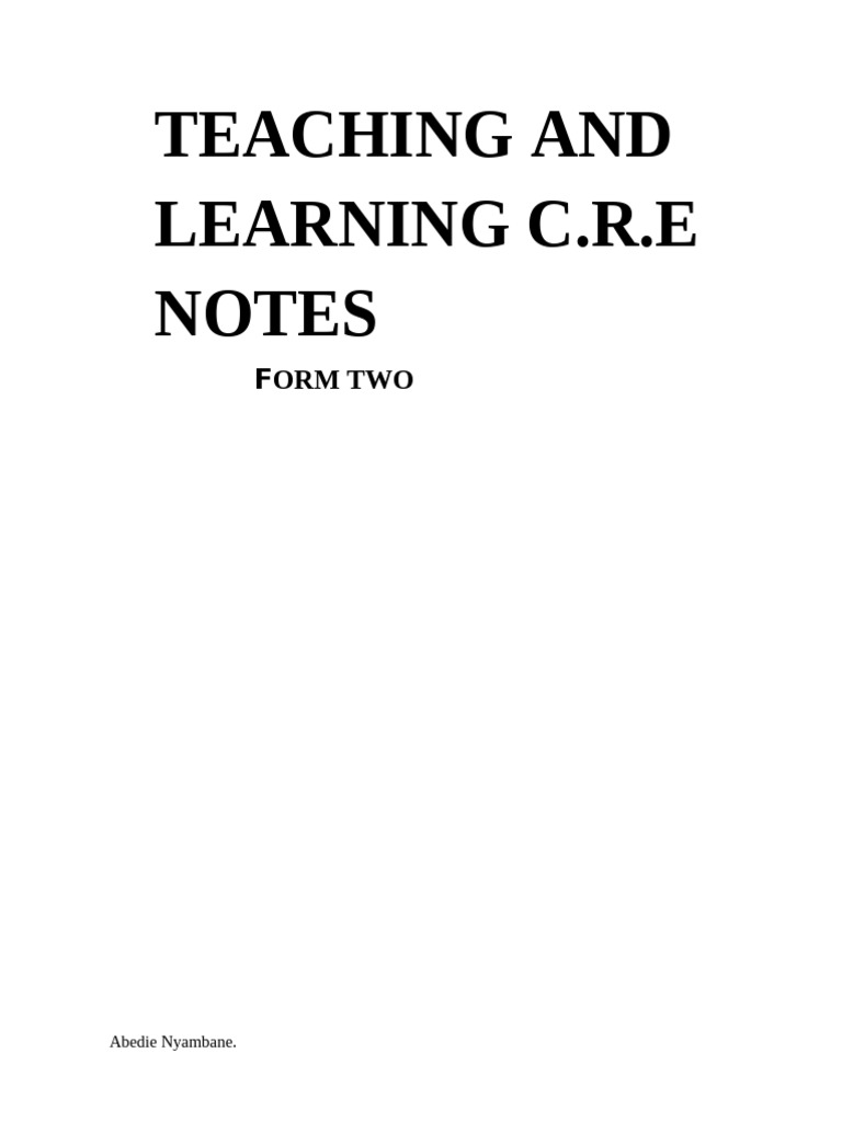 Form Two Cre Notes (1) - 1 | PDF | Jesus | John The Baptist