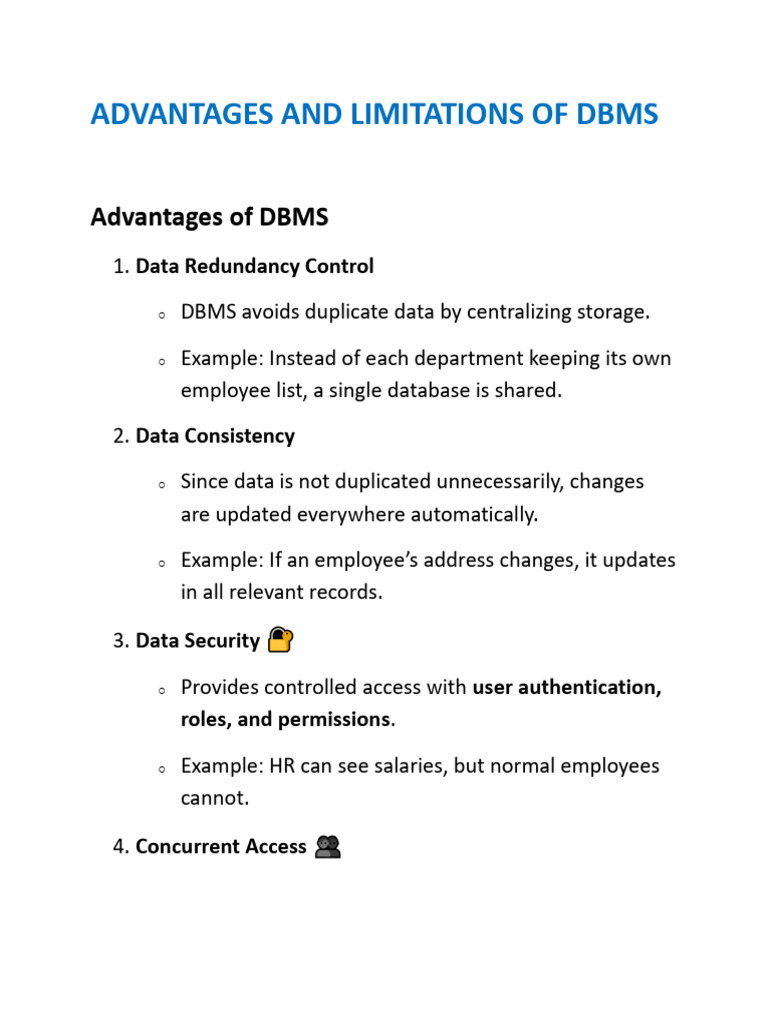 Assignement-Advantages and Limitations of DBMS-46 | PDF