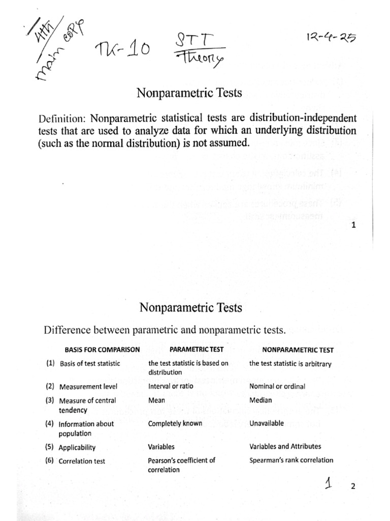 Non Parametric Test | PDF