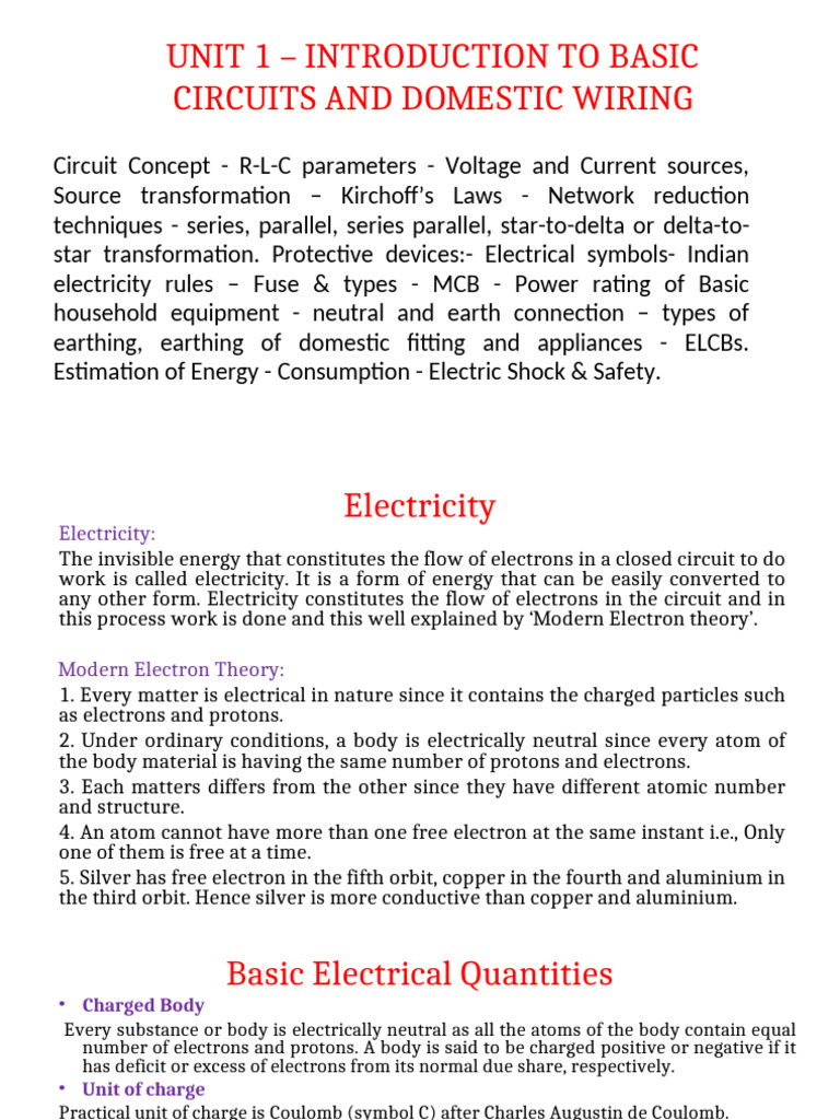 Basic Circuits and Domestic Wiring Guide | PDF | Inductance | Fuse ...
