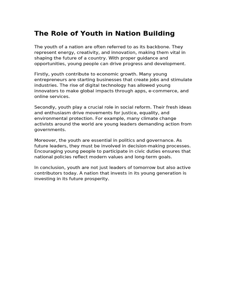 Youth's Role in Nation Building | PDF