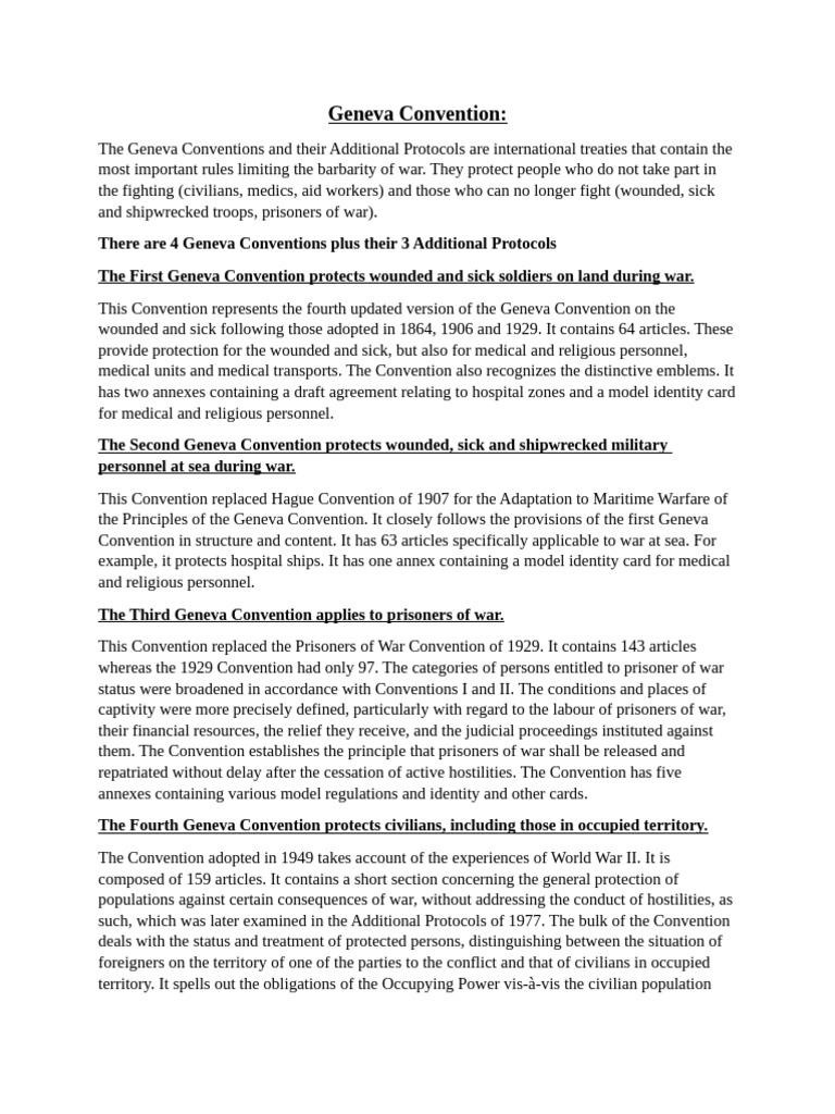 Geneva Convention CN | PDF | Geneva Conventions | Military Occupation