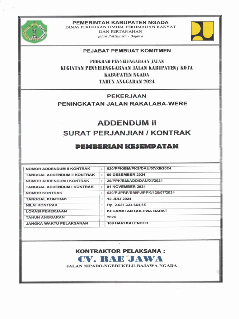 Addendum II Kontrak | PDF