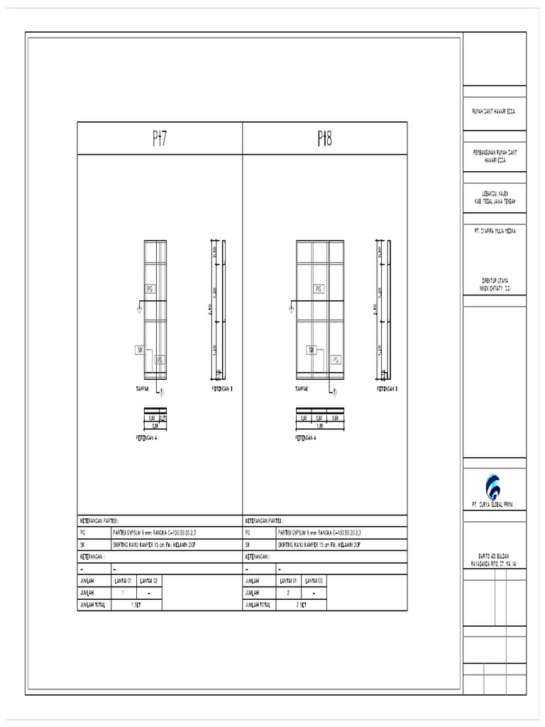 Detail Dinding Partisi RS Hawari Essa | PDF
