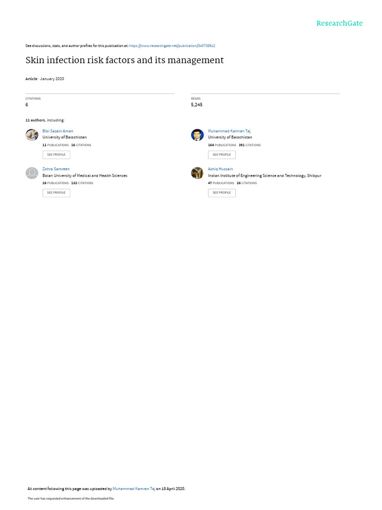 Skin Infection Risk Factors and Its Management | PDF | Infection ...