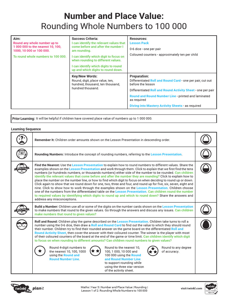 Rounding Whole Numbers to 100,000 | PDF | Rounding | Knowledge