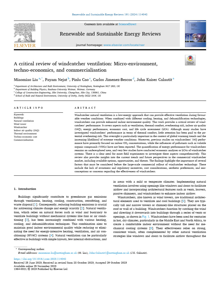 Windcatcher Review | PDF | Ventilation (Architecture) | Air Conditioning