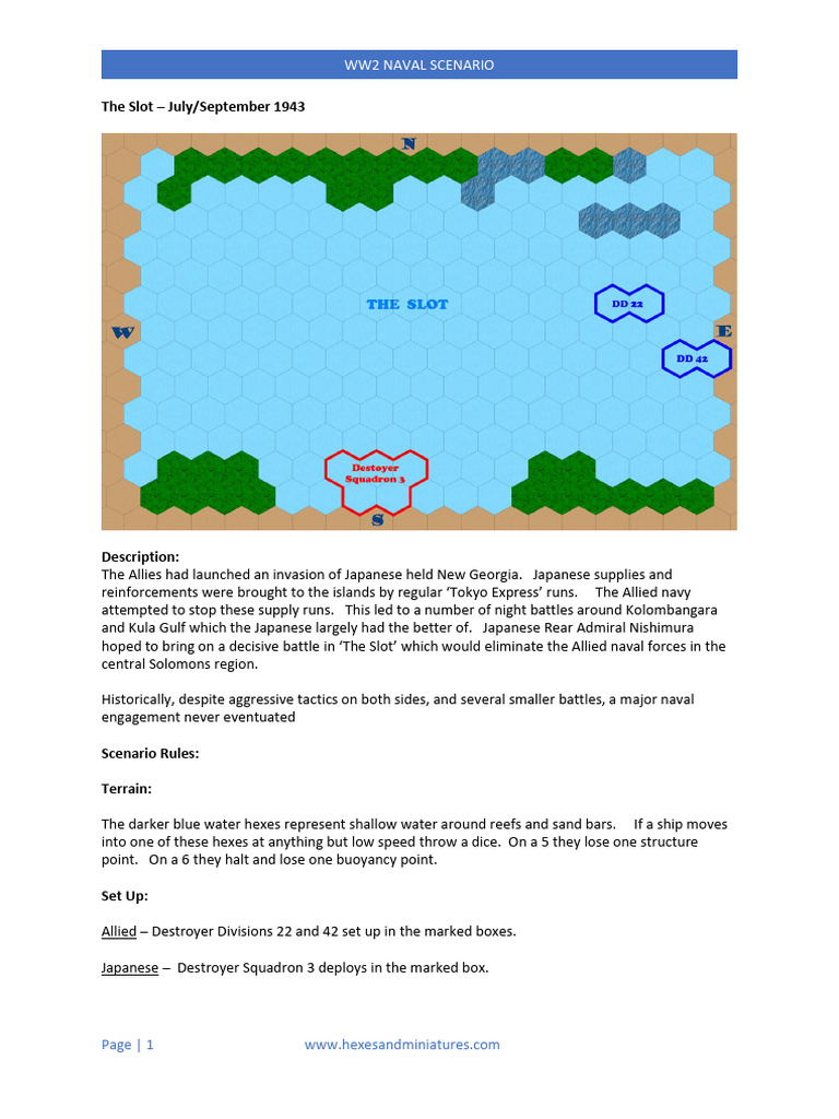 WW2 Naval Battle Scenario: The Slot | PDF | Cruiser | Destroyer