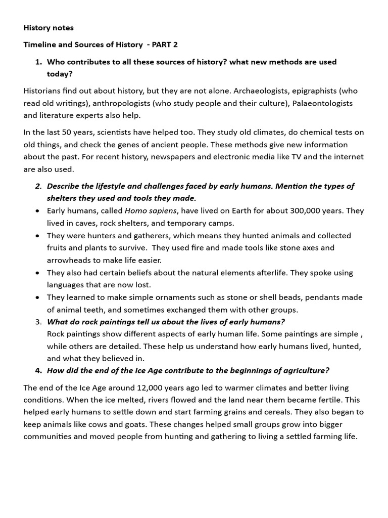 History Notes Timeline and Sources of History Part 2 | PDF