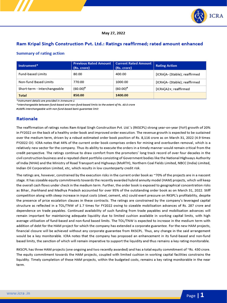 Ram Kripal Singh Construction Pvt. Ltd | PDF | Equity (Finance ...