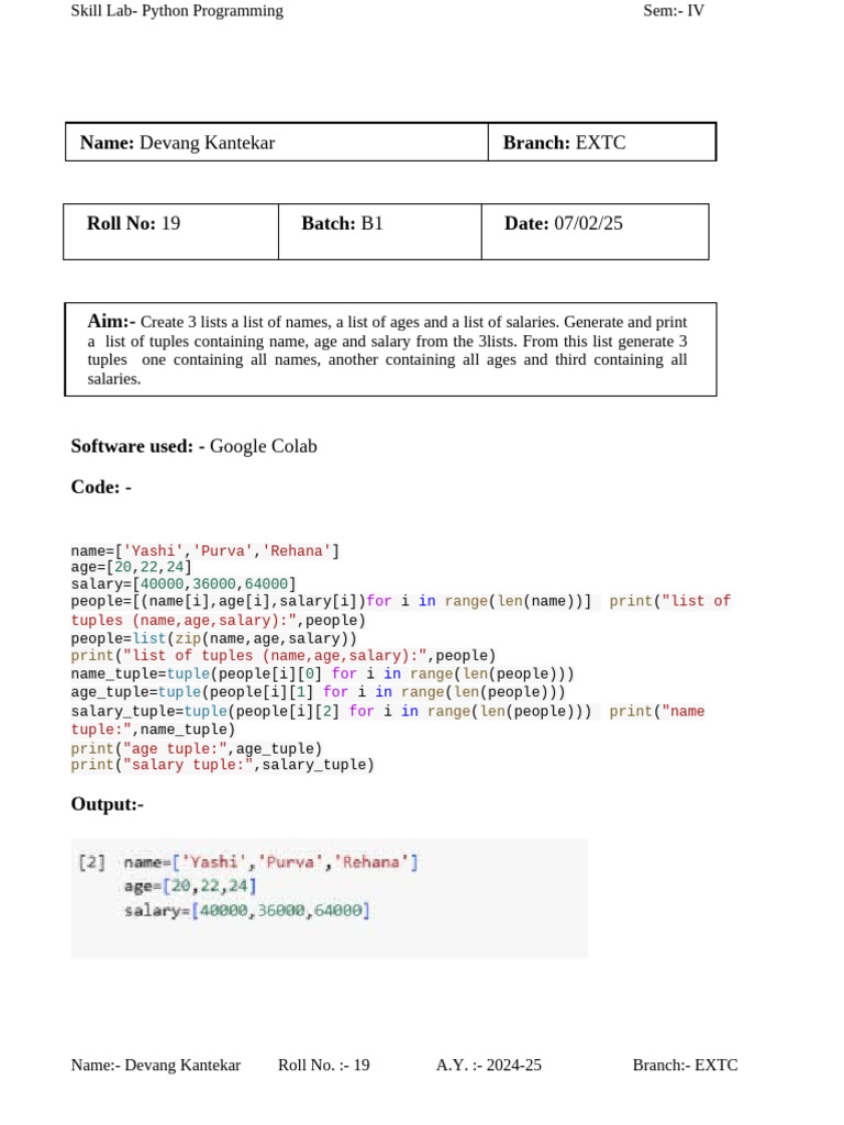 Python Lists and Tuples by Devang | PDF