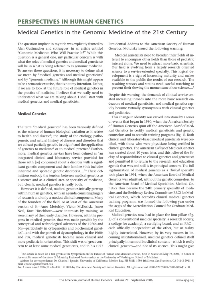 Medical Genetics in Genomic Medicine | PDF | Medical Genetics | Medical ...