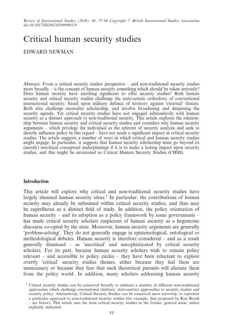 Critical Human Security Studies | PDF | Human Security | Institution