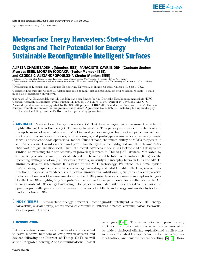 Metasurface Energy Harvesters State-Of-The-Art Designs and Their ...