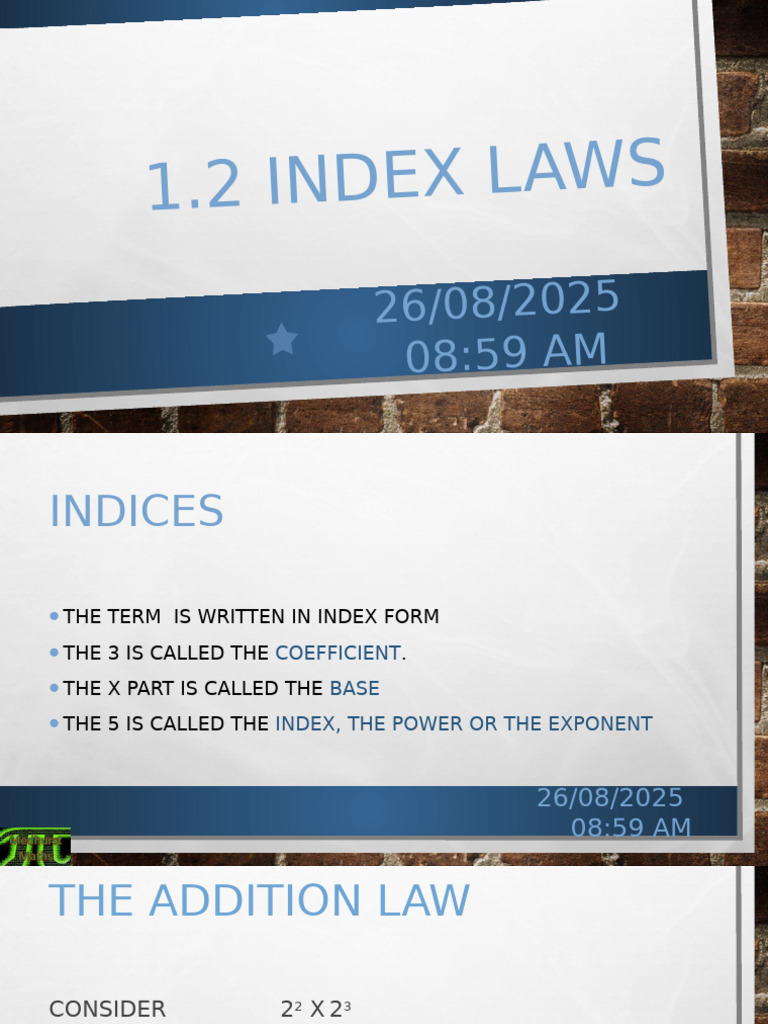Chapter 1.2 Index Laws | PDF
