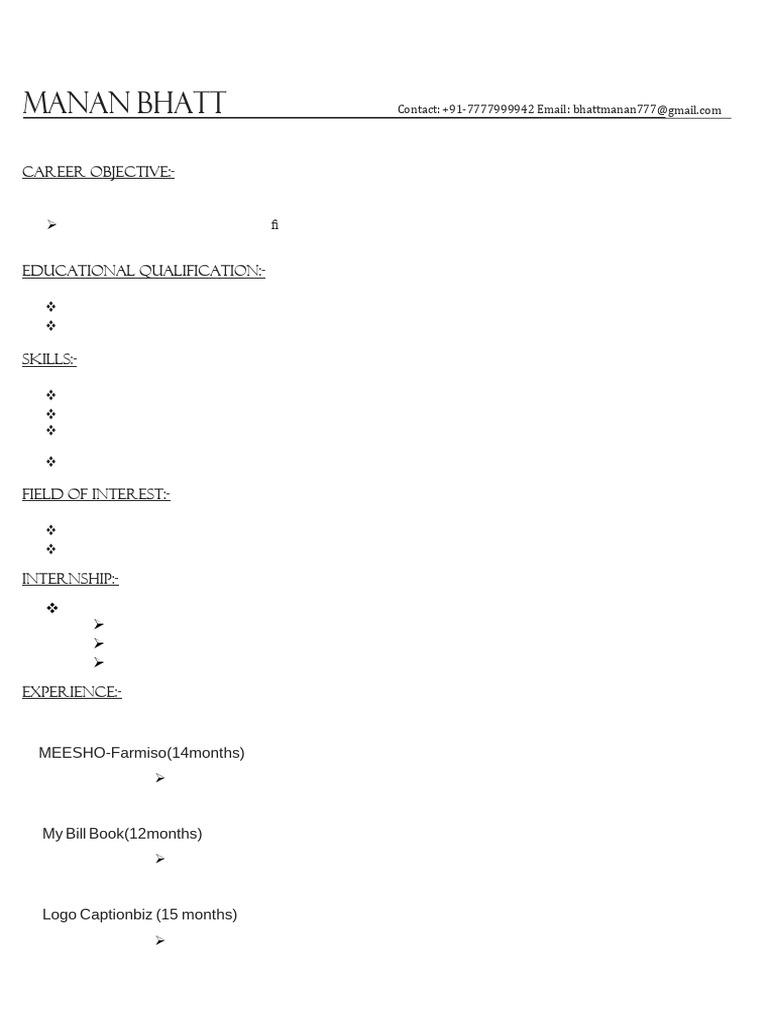 Manan BHatt CV Updated New | PDF