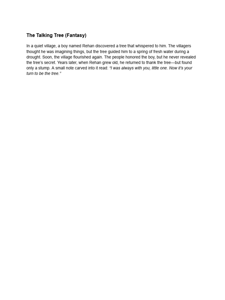 The Talking Tree (Fantasy) | PDF