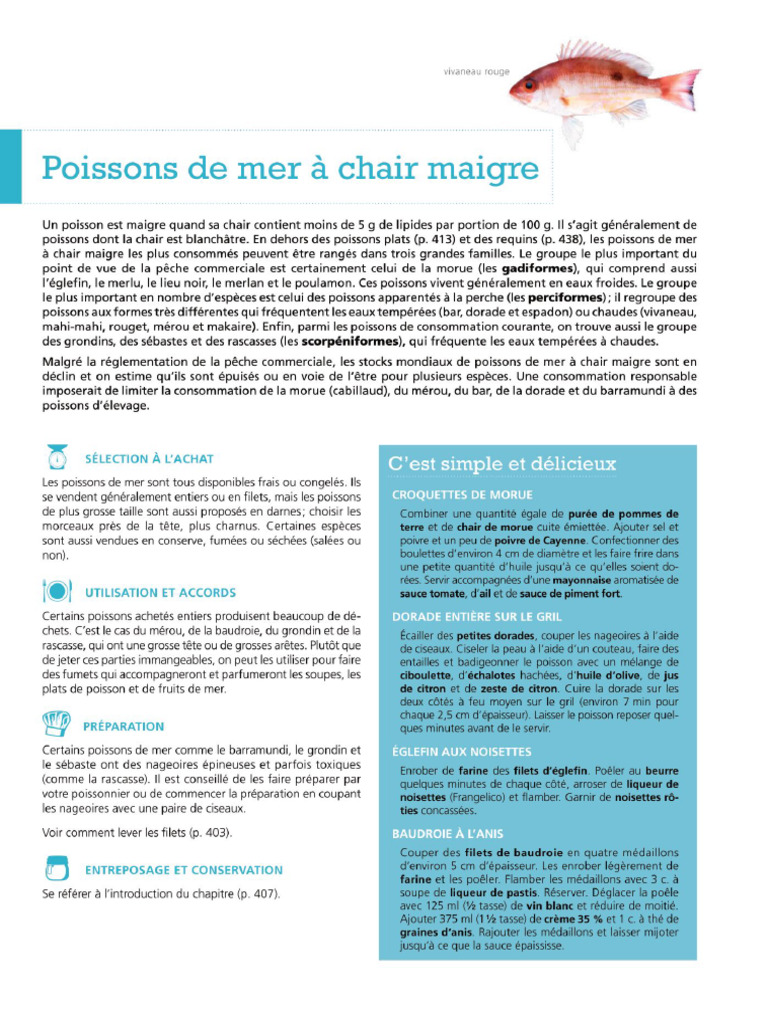 Poisson de Mer À Chair Maigre | PDF