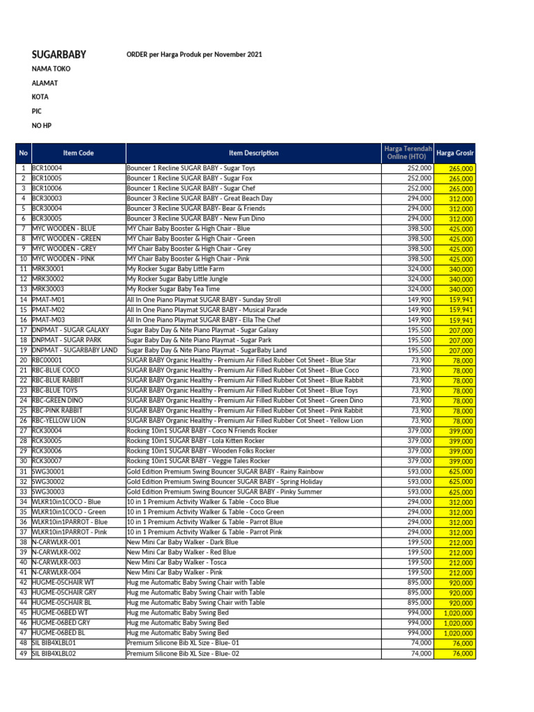 Form Order Price List Bouncer New - 15 | PDF | Spoon