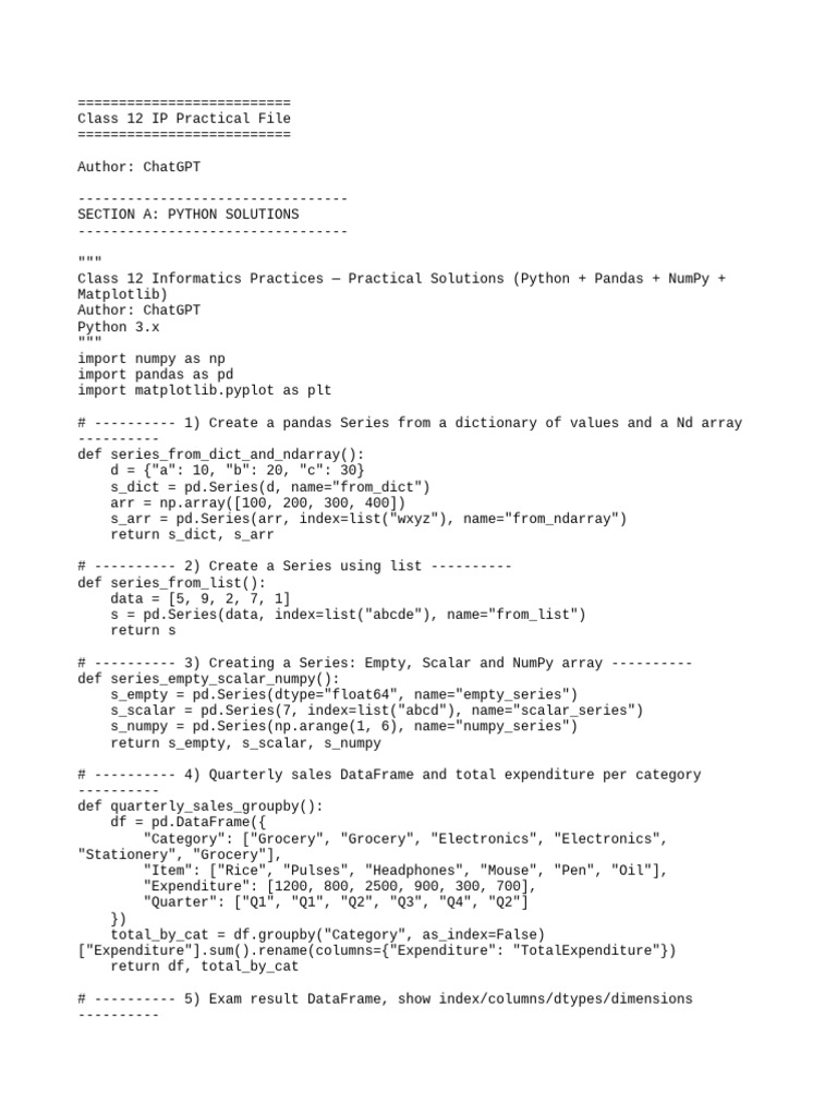 Class12 IP Practical File | PDF | Software Engineering | Computer Programming