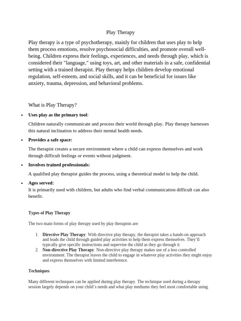 Understanding Play Therapy for Children | PDF | Play Therapy ...