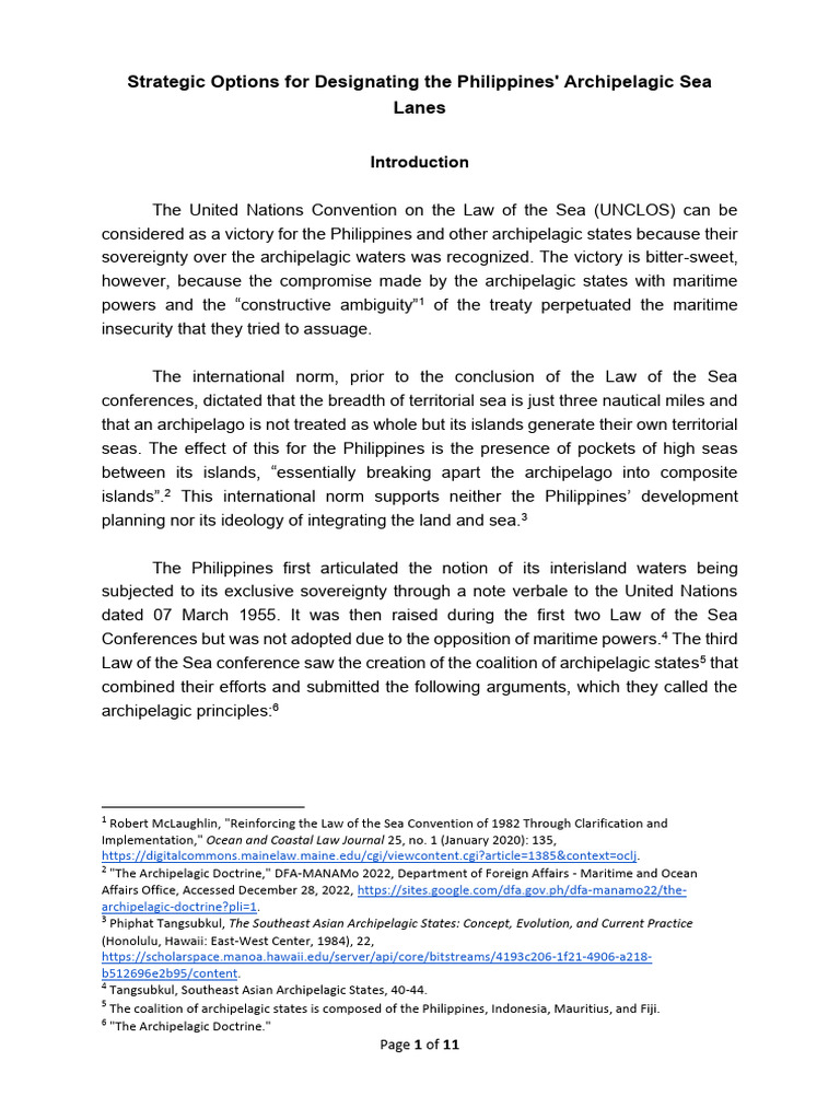 Philippines Archipelagic Sea Lanes Strategy | PDF | Oceans | Law Of The Sea