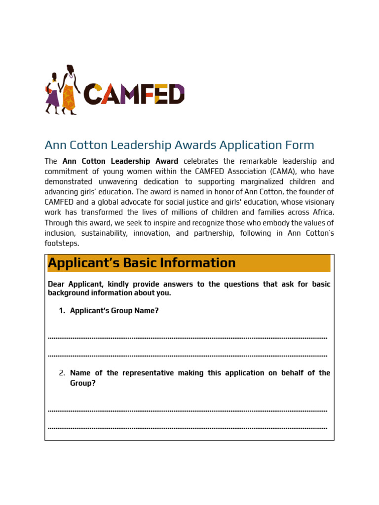 Application Form - Ann Cotton Awards2 | PDF | Chess Theory | Chess