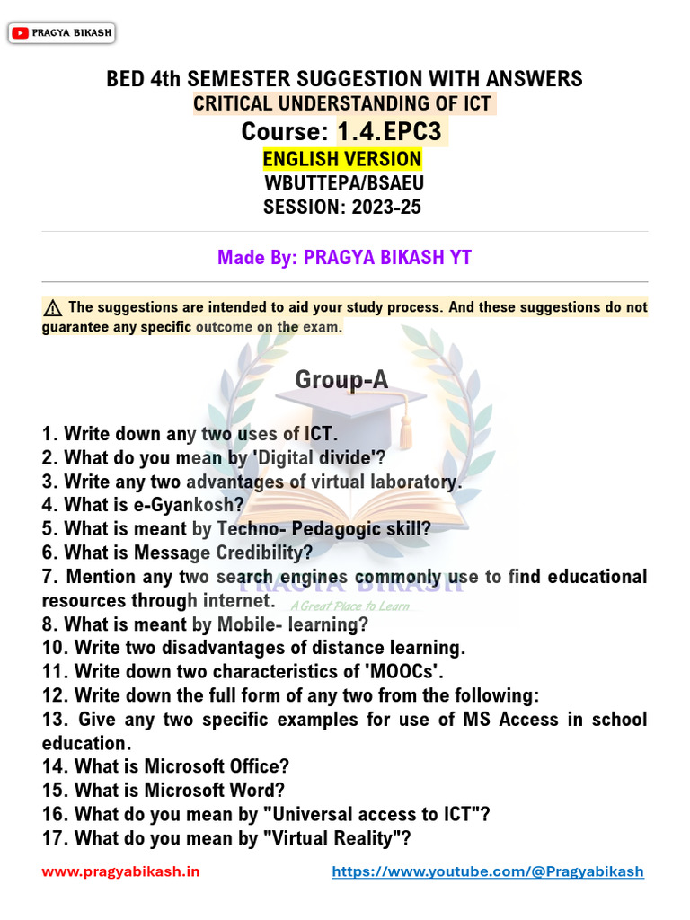 BED 4th Semester ICT Study Guide | PDF | Computing