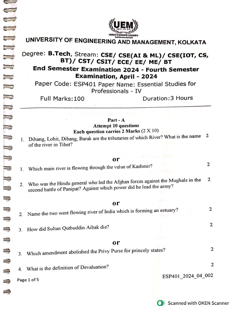 ESP-IV Sem 2024 | PDF