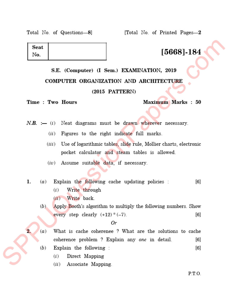 Be - Computer Engineering - Semester 3 - 2019 - November - Computer Organization and ...