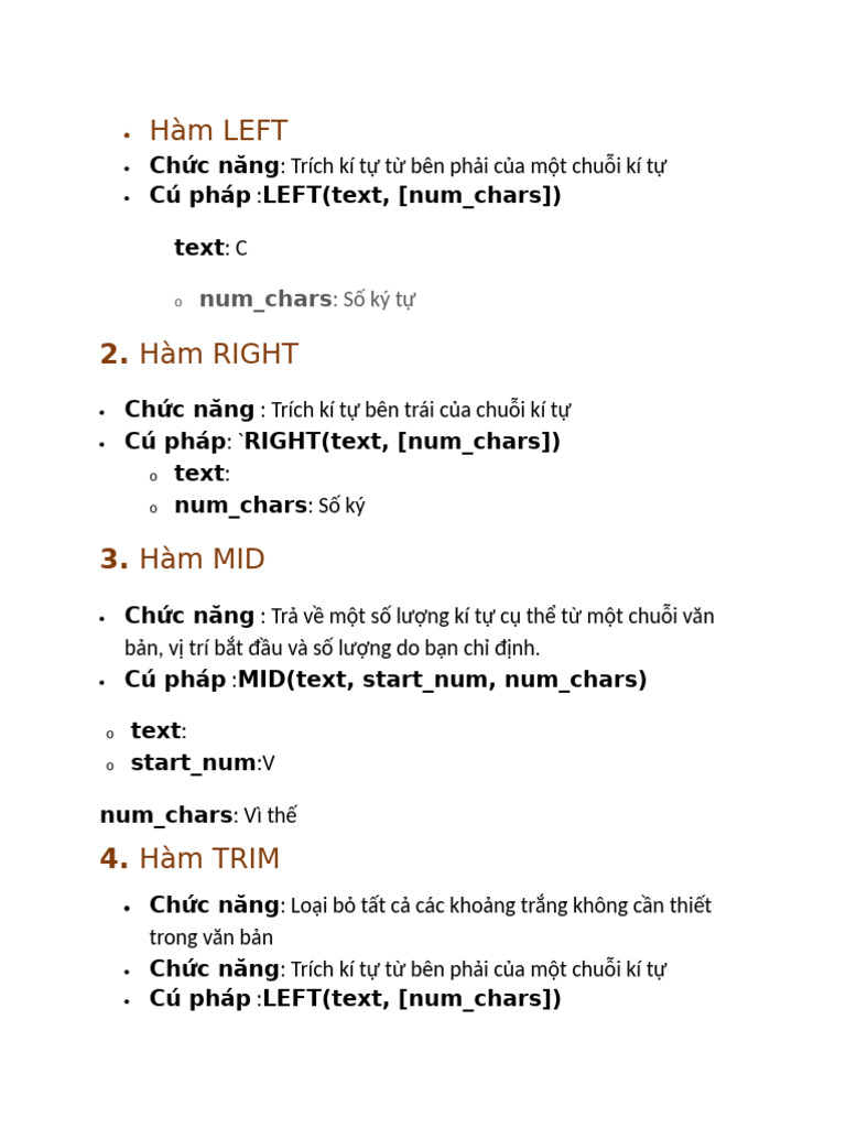 Đinh Xuân Đ T - Hàm Left, Right, Mid, Trim | PDF
