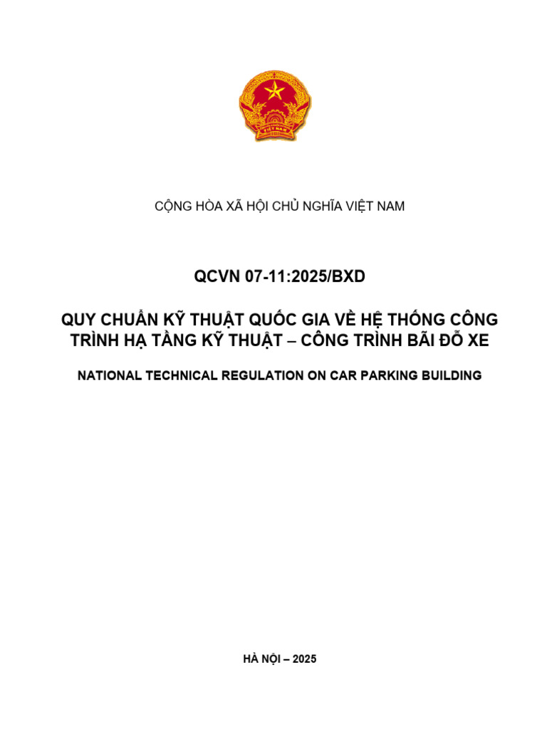 QCVN 07-11 2025-BXD He Thong Cong Trinh HTKT - Cong Trinh Bai Do Xe | PDF