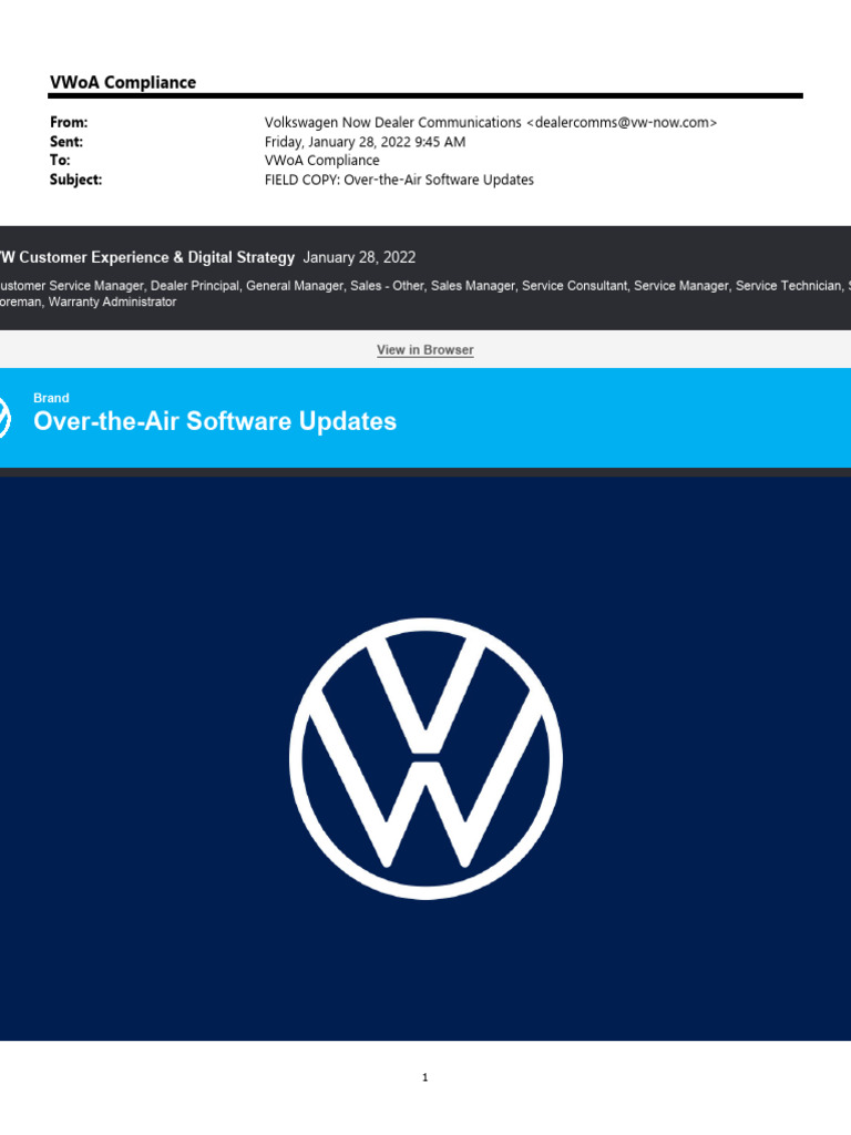 VW Over-the-Air Software Updates Guide | PDF | Computing