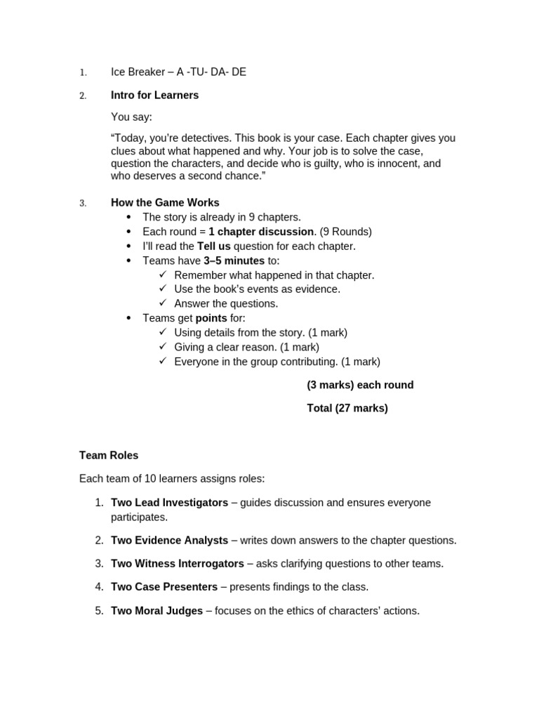 HEIST Facilitator Cheat Sheet | PDF