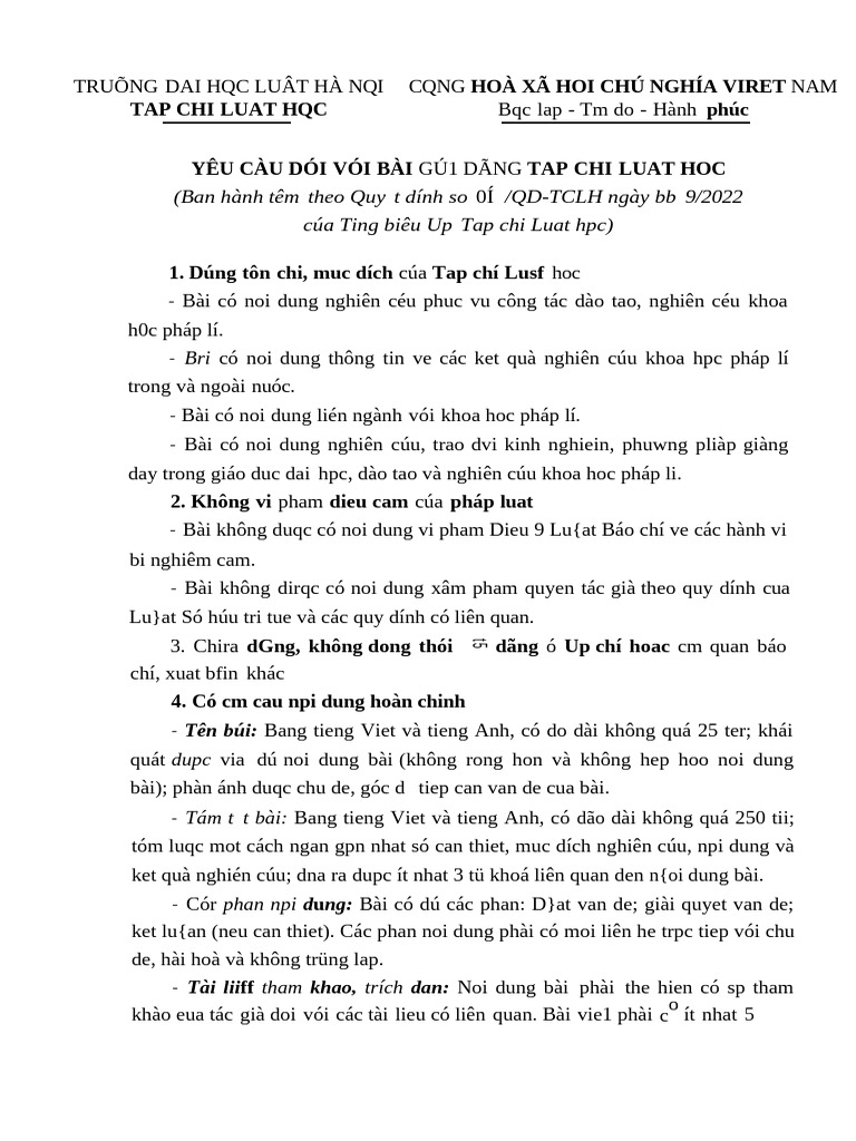 Yeu Cau Doi Voi Bai Dang Tap Chi Luat Hoc | PDF