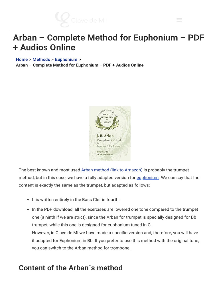 Arban Complete Method for Euphonium PDF | PDF | Trumpet | Trombone