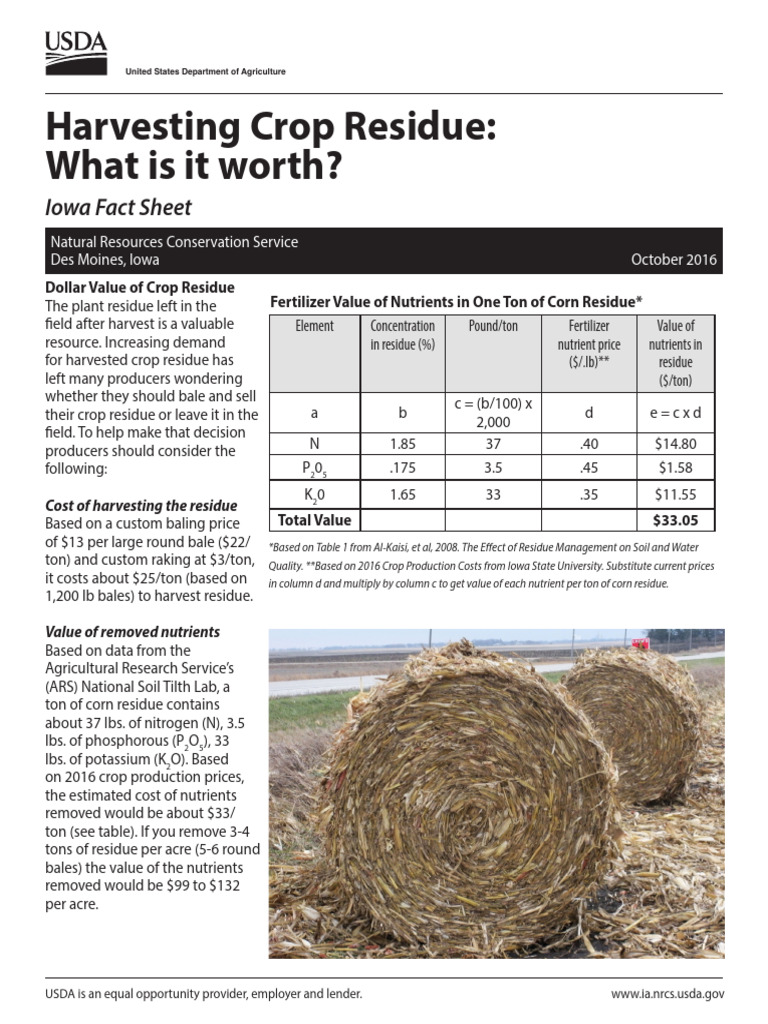 Harvesting Crop Residue October 2016 | PDF | Crop Rotation | Soil