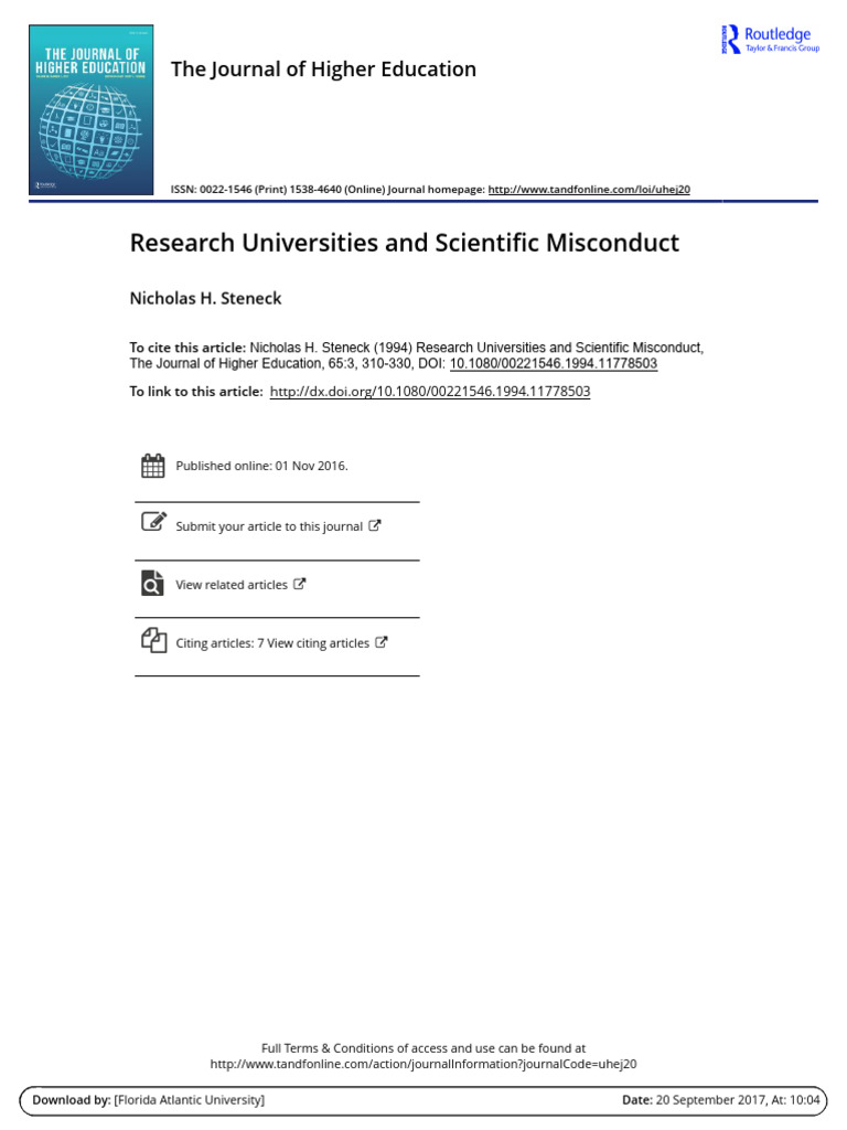 Research Universities & Scientific Misconduct | PDF | Science | Inquiry