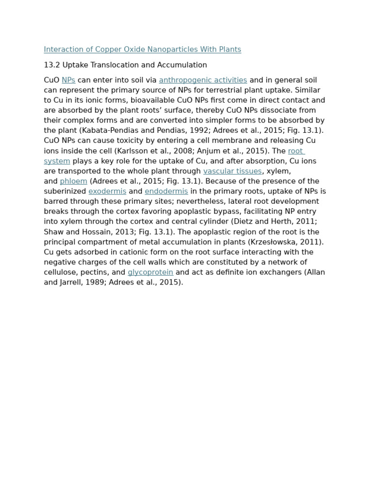 Interaction of Copper Oxide Nanoparticles With Plants | PDF | Root ...