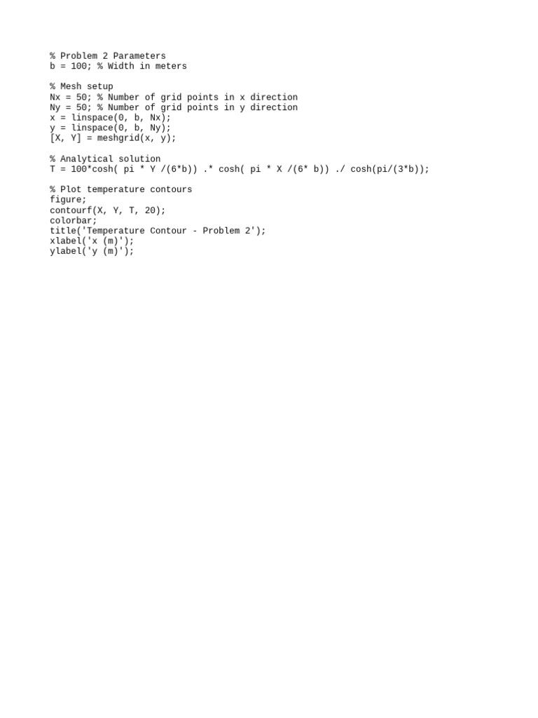 Temperature Contour Plot in MATLAB | PDF
