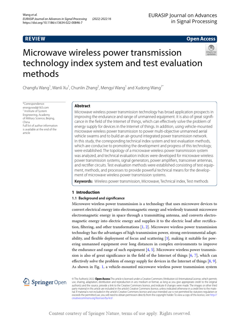 Microwave Wireless Power Transmission Technology i | PDF | Antenna ...
