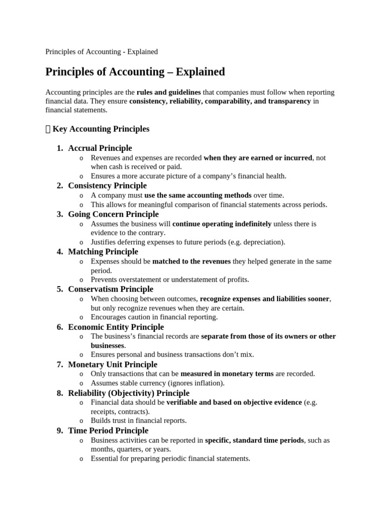 Principle of Accounting - Explained | PDF | Accounting | Revenue
