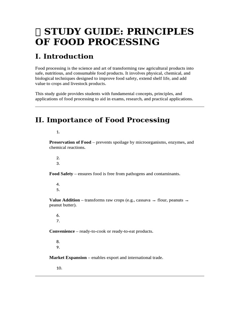 Food Processing Study Guide Essentials | PDF | Food Preservation | Food ...