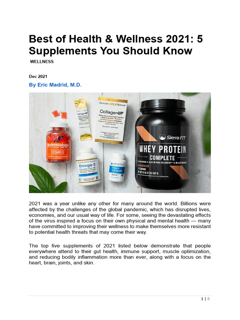 Top 5 Health Supplements of 2021 | PDF | Probiotic | Omega 3 Fatty Acid