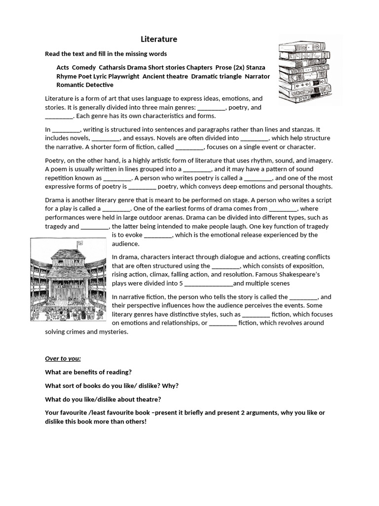 Art - Literature - Gapped Text (2ek) | PDF | Poetry | Play (Theatre)