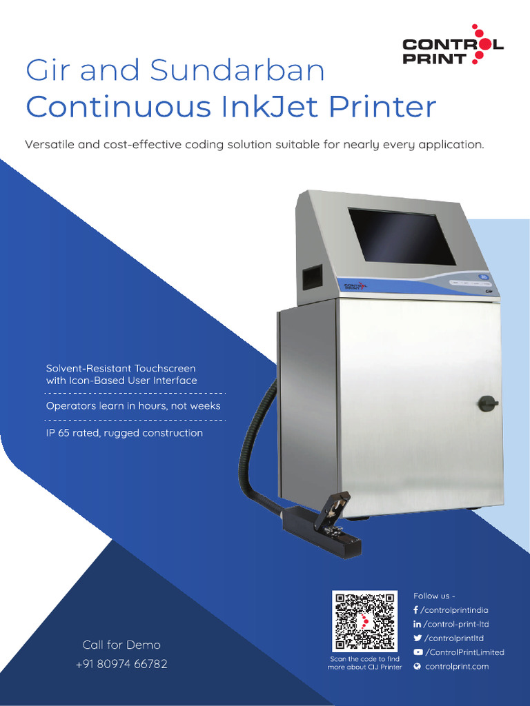 Control Print Continuous InkJet Printer Gir Sundarban Brochure | PDF