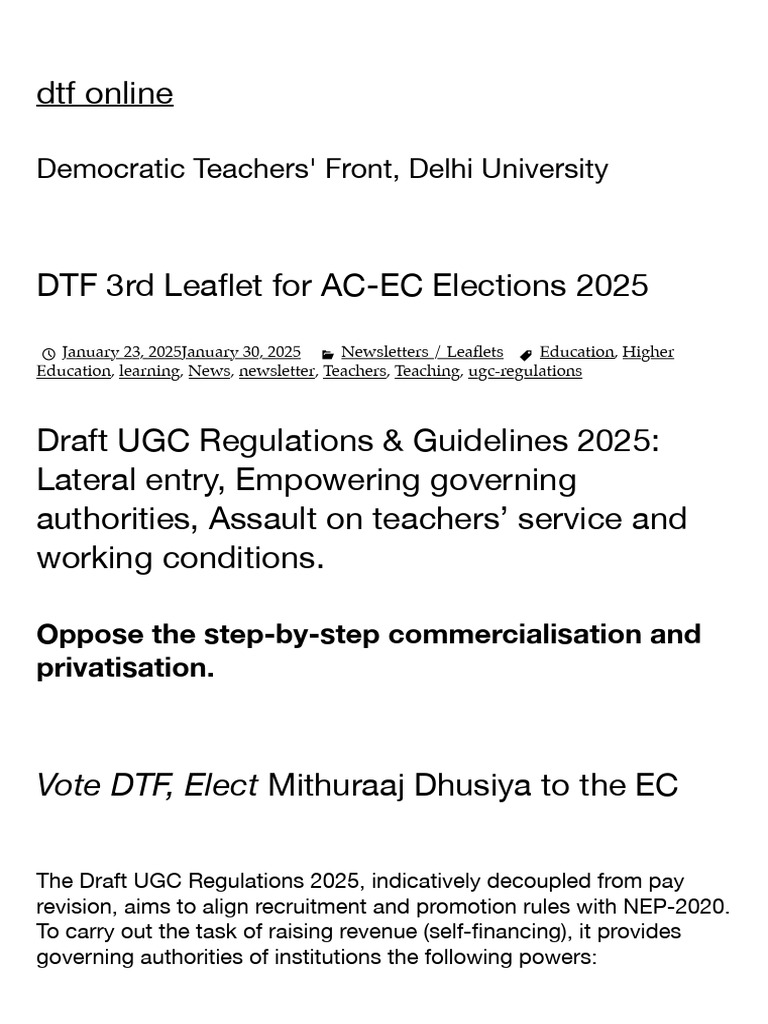 DTF 3rd Leaflet For AC-EC Elections 2025 - DTF Online | PDF | Teachers | Doctor Of Philosophy